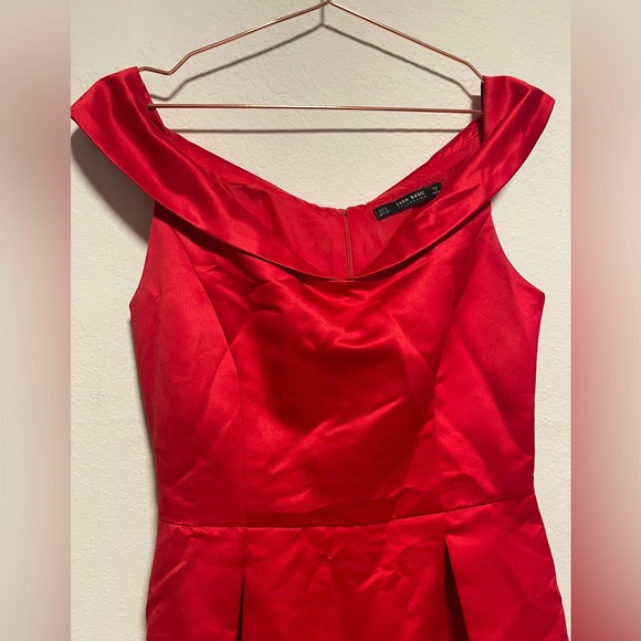Zara | Dresses | Zara Basic Red Satin Off The Shoulder Dress | Poshmark
